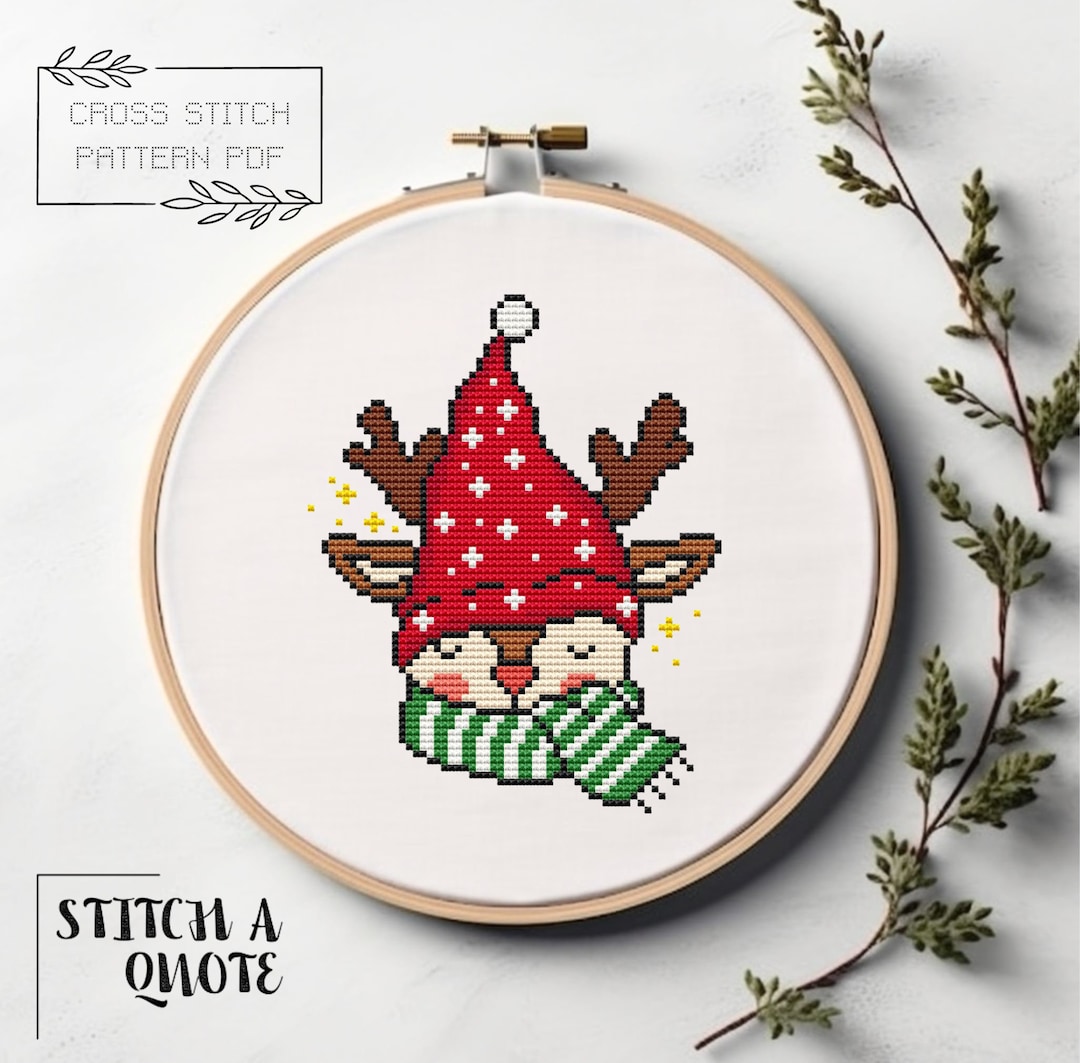 Christmas Deer Cross Stitch Pattern Reindeer Cross Stitch Chart Simple ...