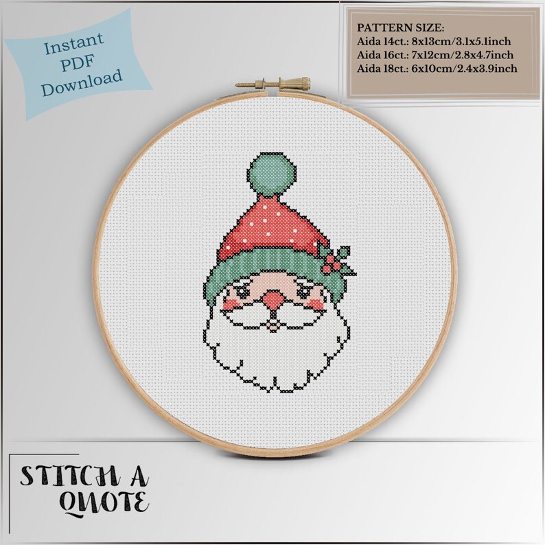 Christmas Santa Cross Stitch Pattern Christmas Cross Stitch - Etsy