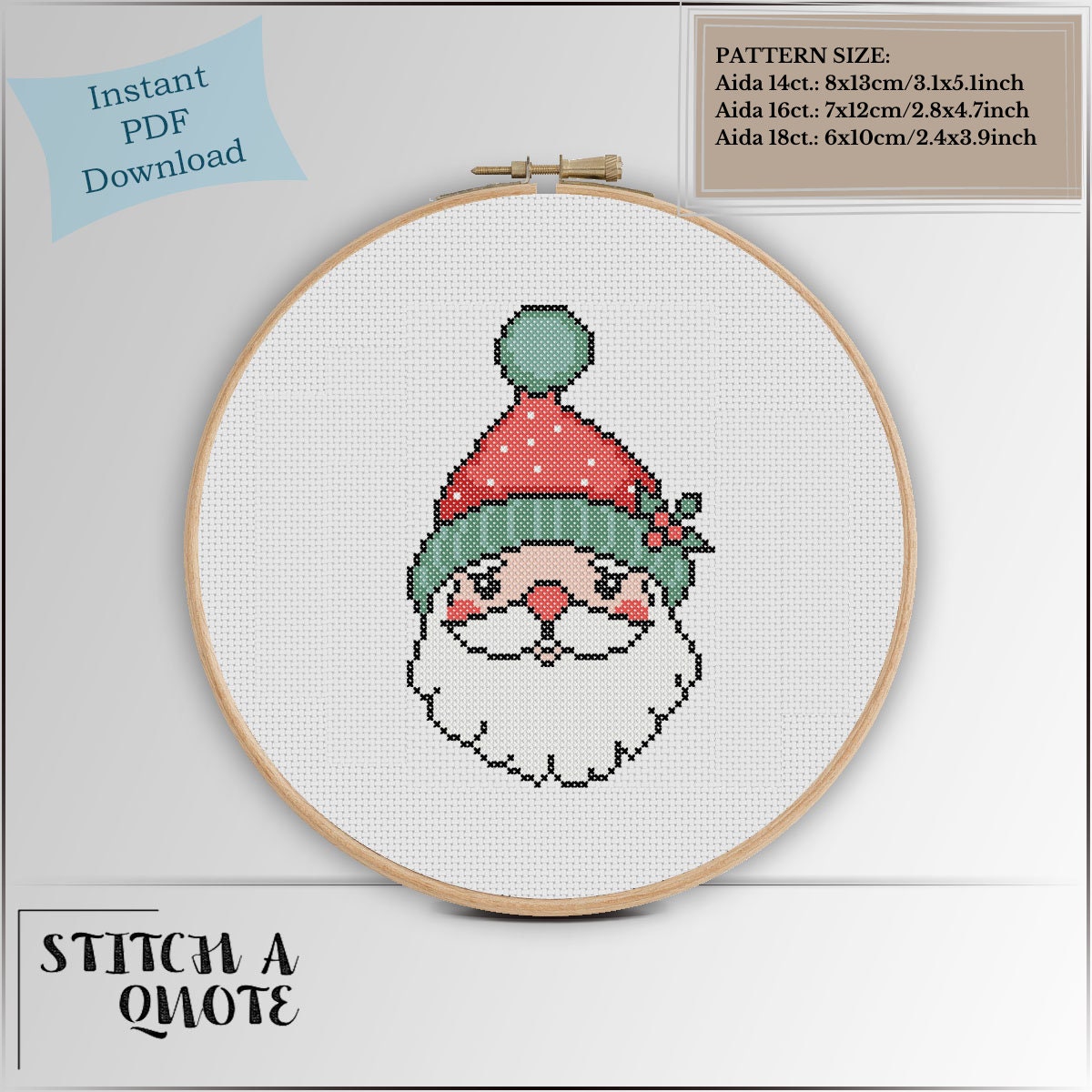 Christmas Santa Cross Stitch Pattern Christmas Cross Stitch - Etsy