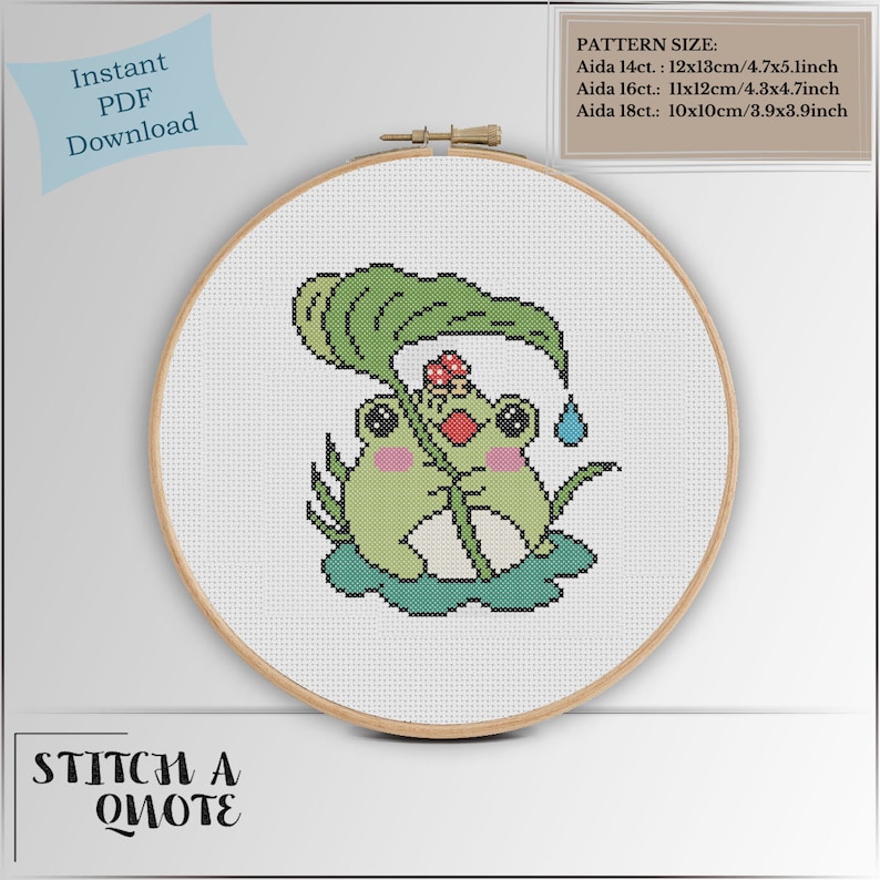 Frog Cross Stitch Pattern Simple Frog Cross Stitch Modern - Etsy