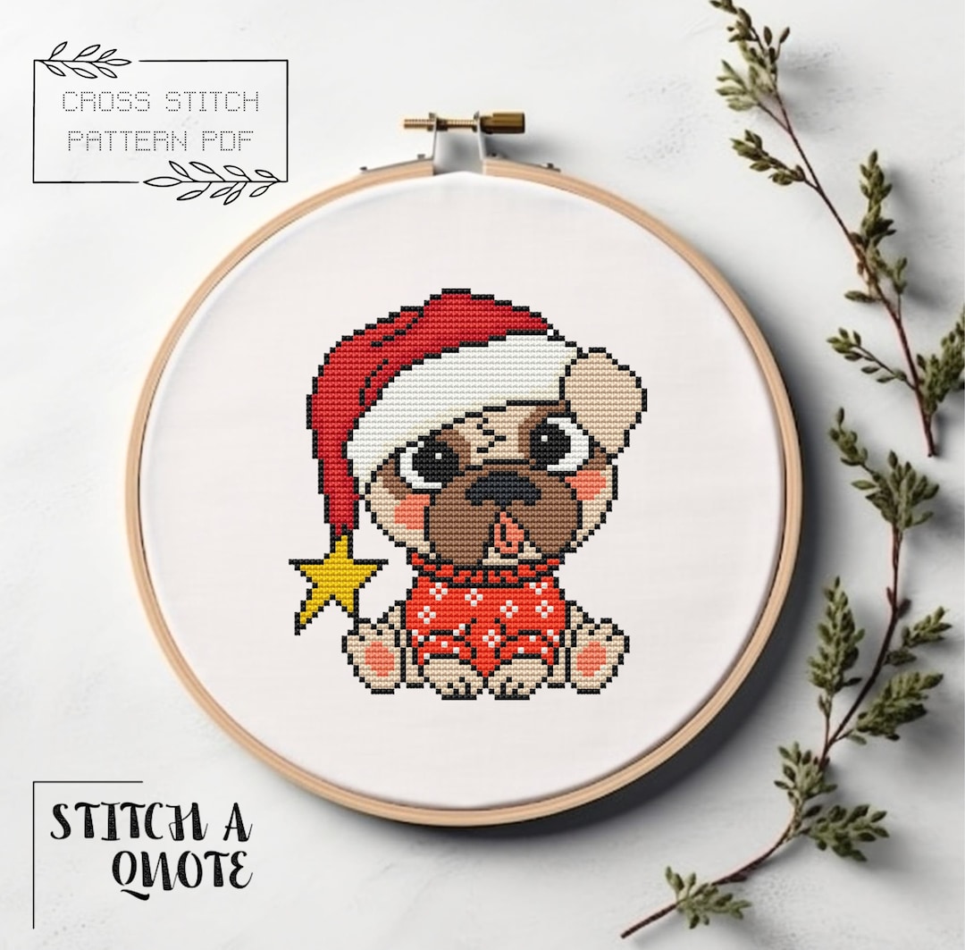 Christmas Cross Stitch Pattern Christmas Dog Cross Stitch Animal ...