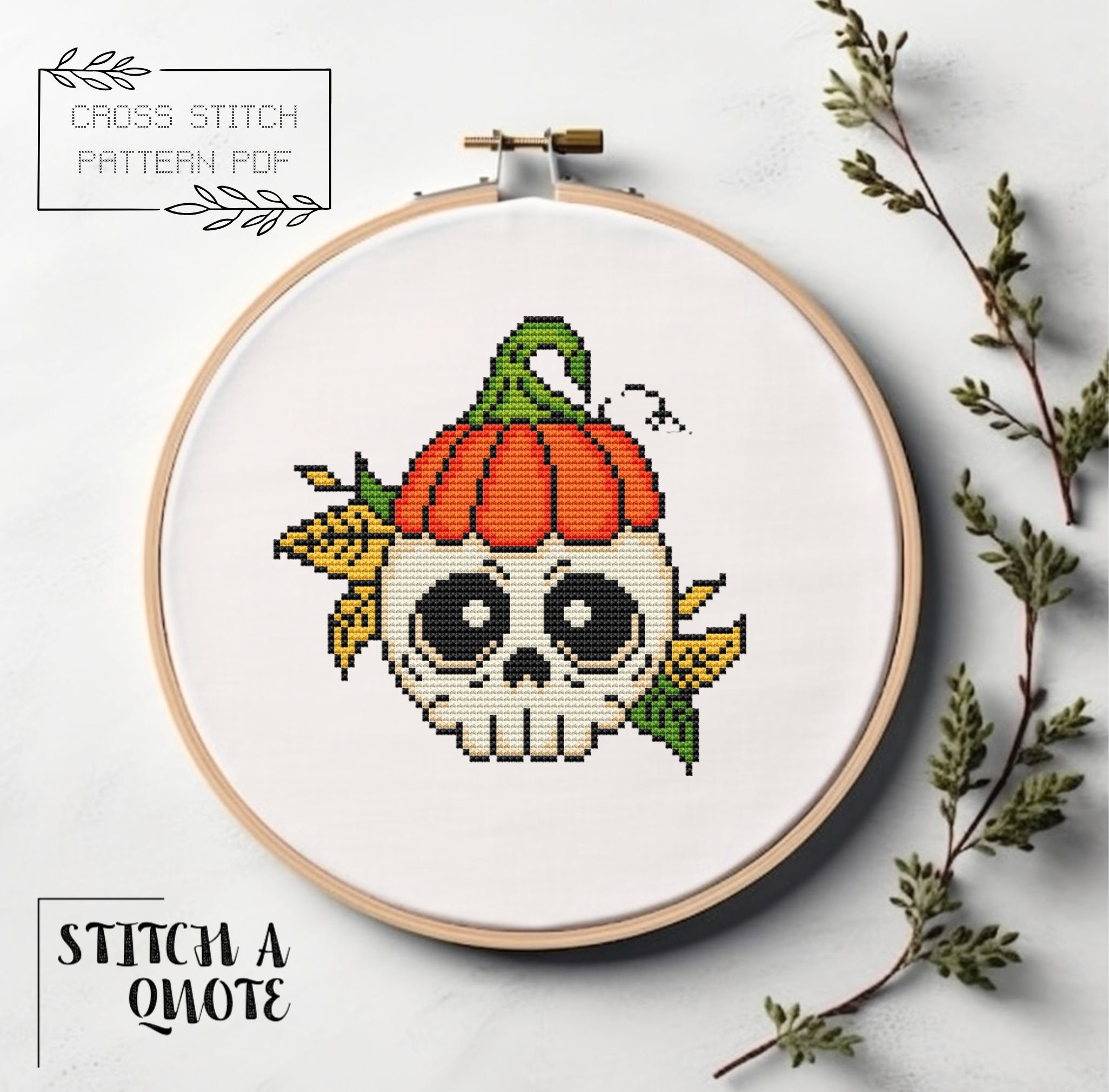 Skull Cross Stitch Pattern Halloween Skull Cross Stitch PDF - Etsy