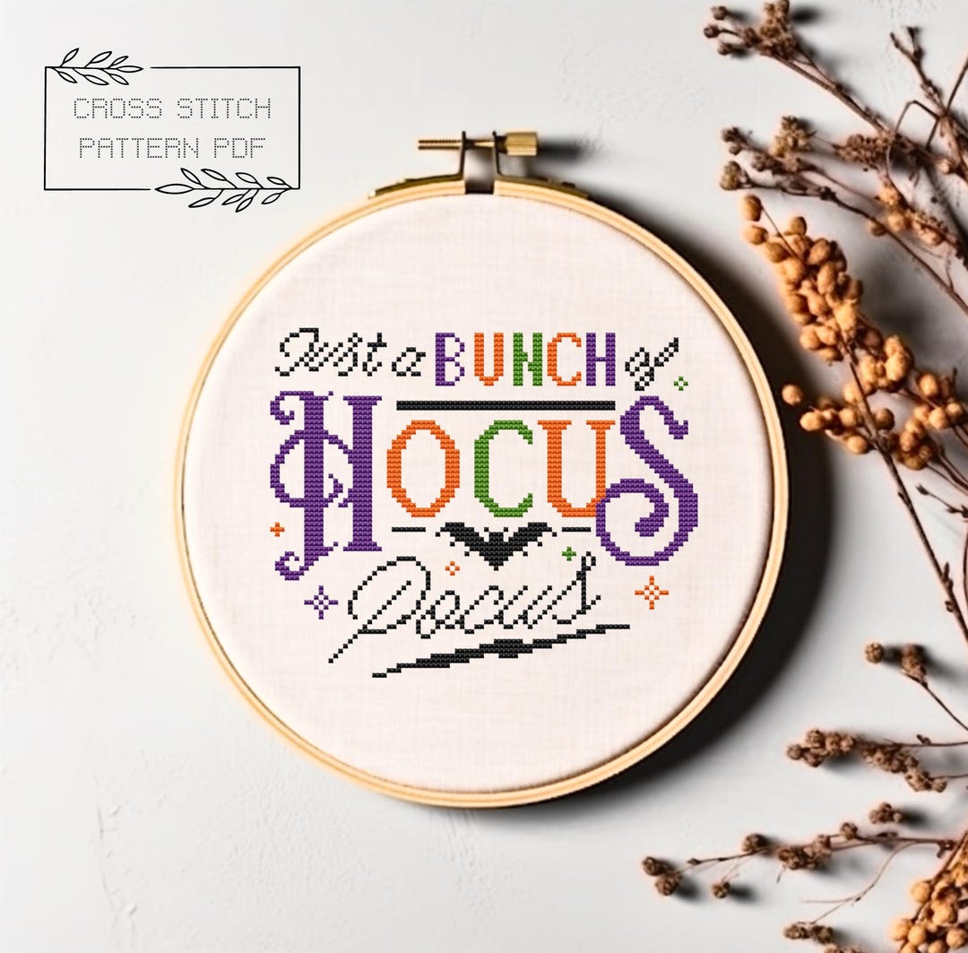 Hocus Pocus Cross Stitch Pattern Halloween Cross Stitch Halloween ...