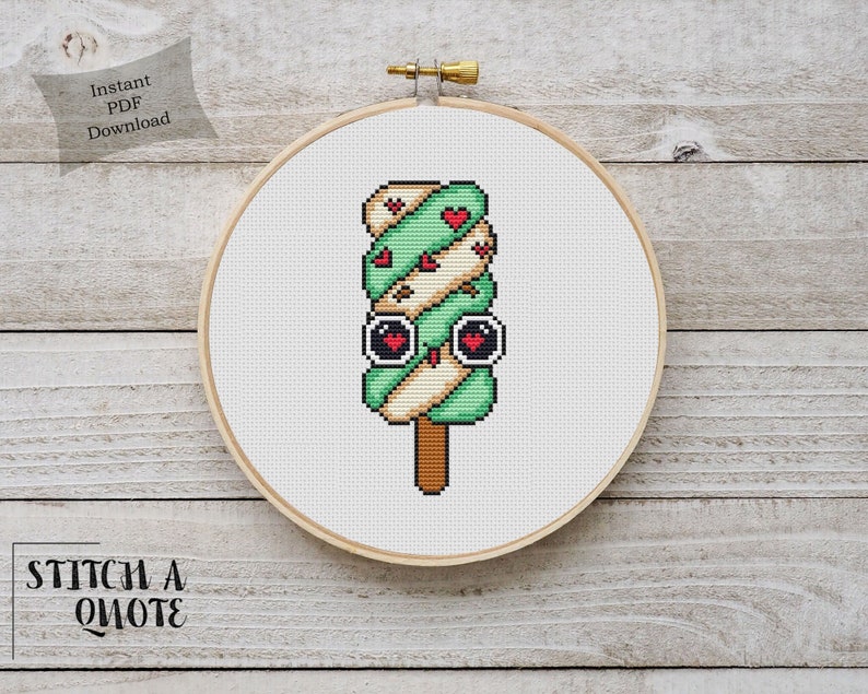 Ice Cream Cross Stitch Pattern Ice Cream Cross Stitch Simple - Etsy