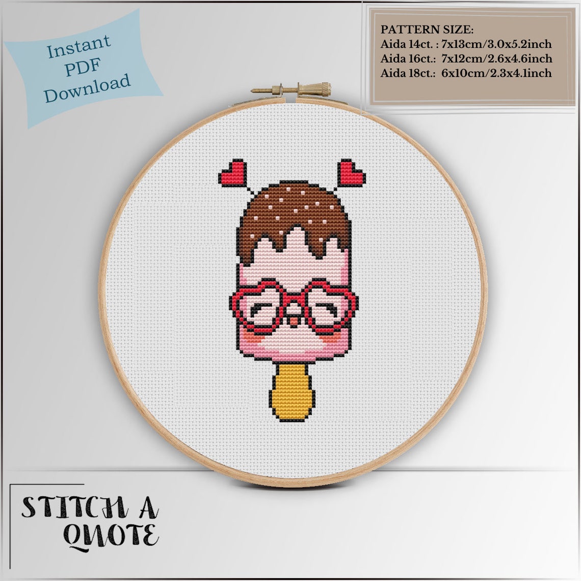 Ice Cream Cross Stitch Pattern Ice Cream Cross Stitch Simple - Etsy