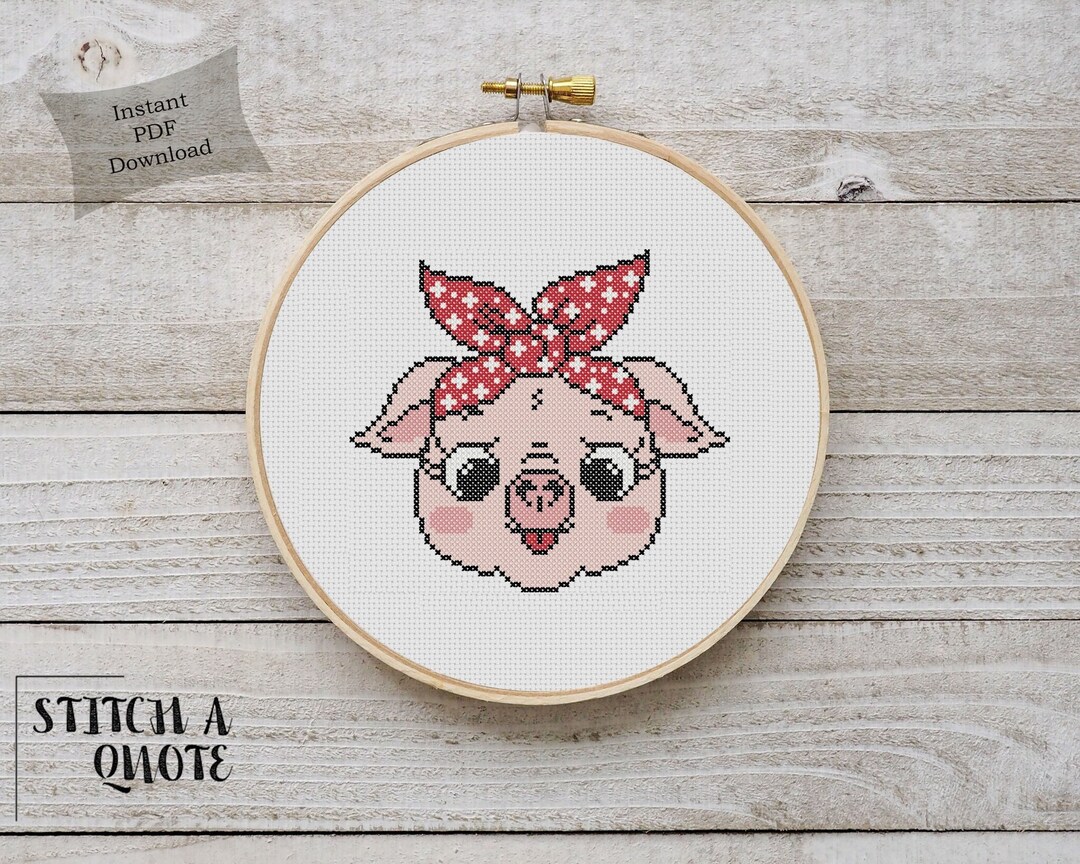 Pig Cross Stitch Pattern Cross Stitch Pattern Cute Piggy Cross Stitch ...