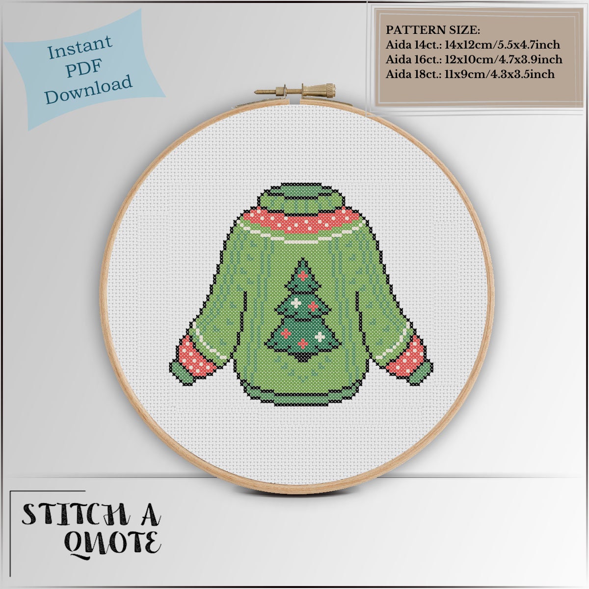 Christmas Jumper Cross Stitch Pattern Christmas Cross Stitch Chart ...