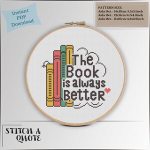 Book Lover Cross Stitch Pattern | Books Cross Stitch | Digital PDF ...