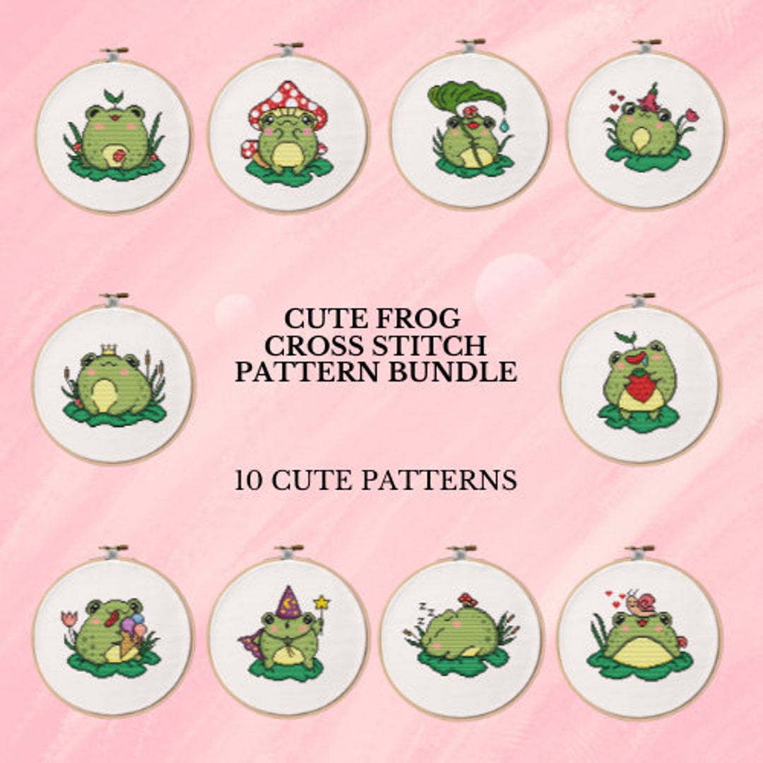Frog Cross Stitch Bundle Frog Cross Stitch Pattern Bundle Cross Stitch ...