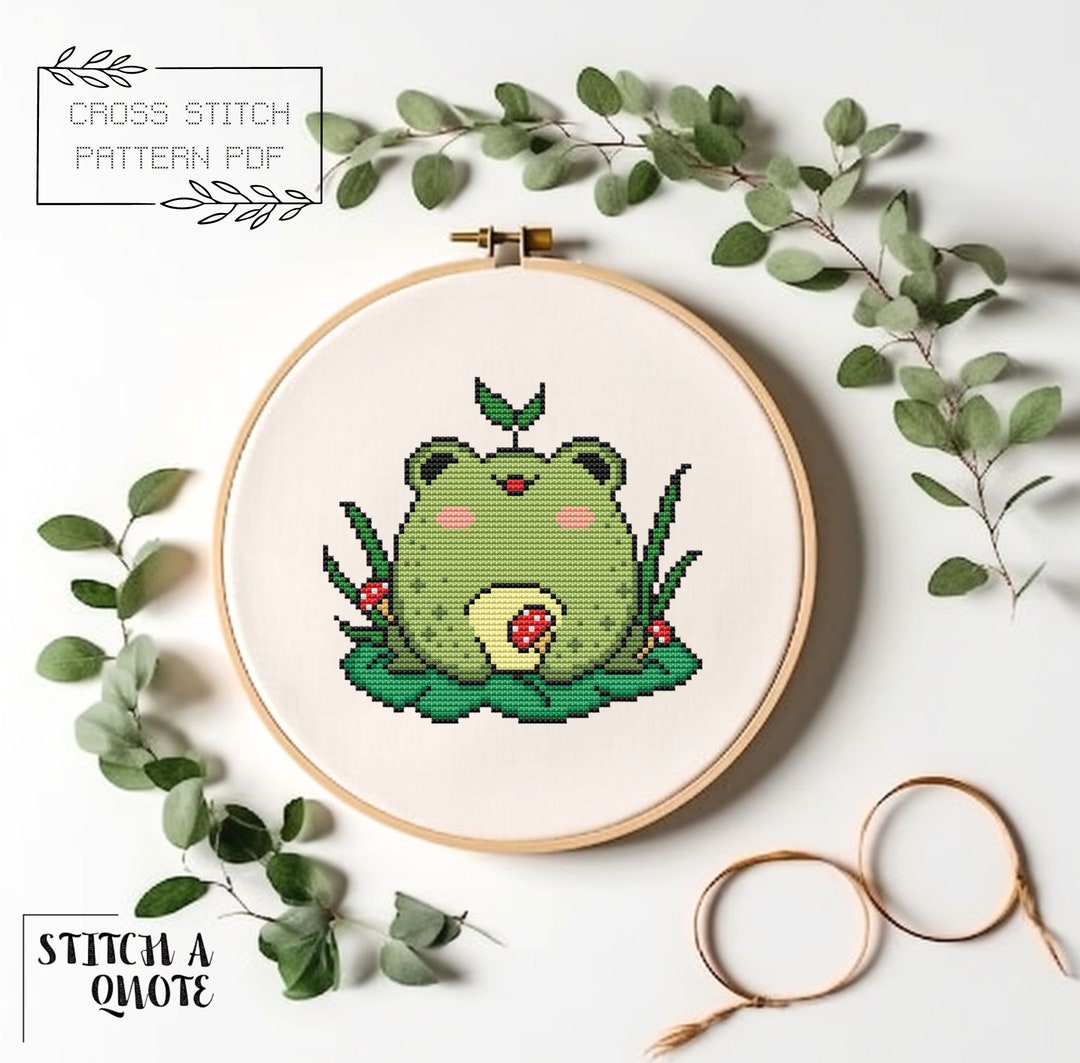 Frog Cross Stitch Pattern Simple Frog Cross Stitch Modern Cross Stitch ...