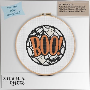 Modern Cross Stitch Boo Halloween Cross Stitch Pattern Printable PDF ...