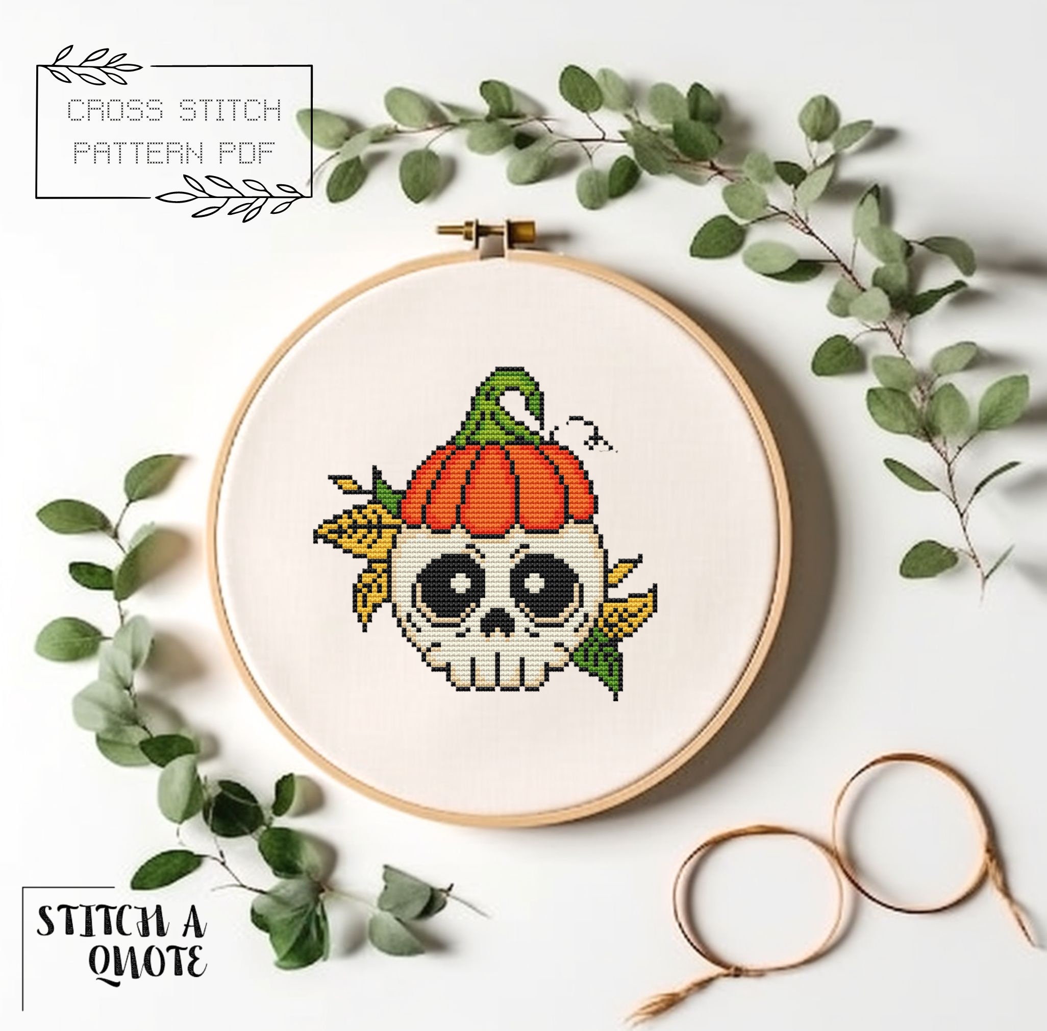 Skull Cross Stitch Pattern Halloween Skull Cross Stitch PDF Instant ...