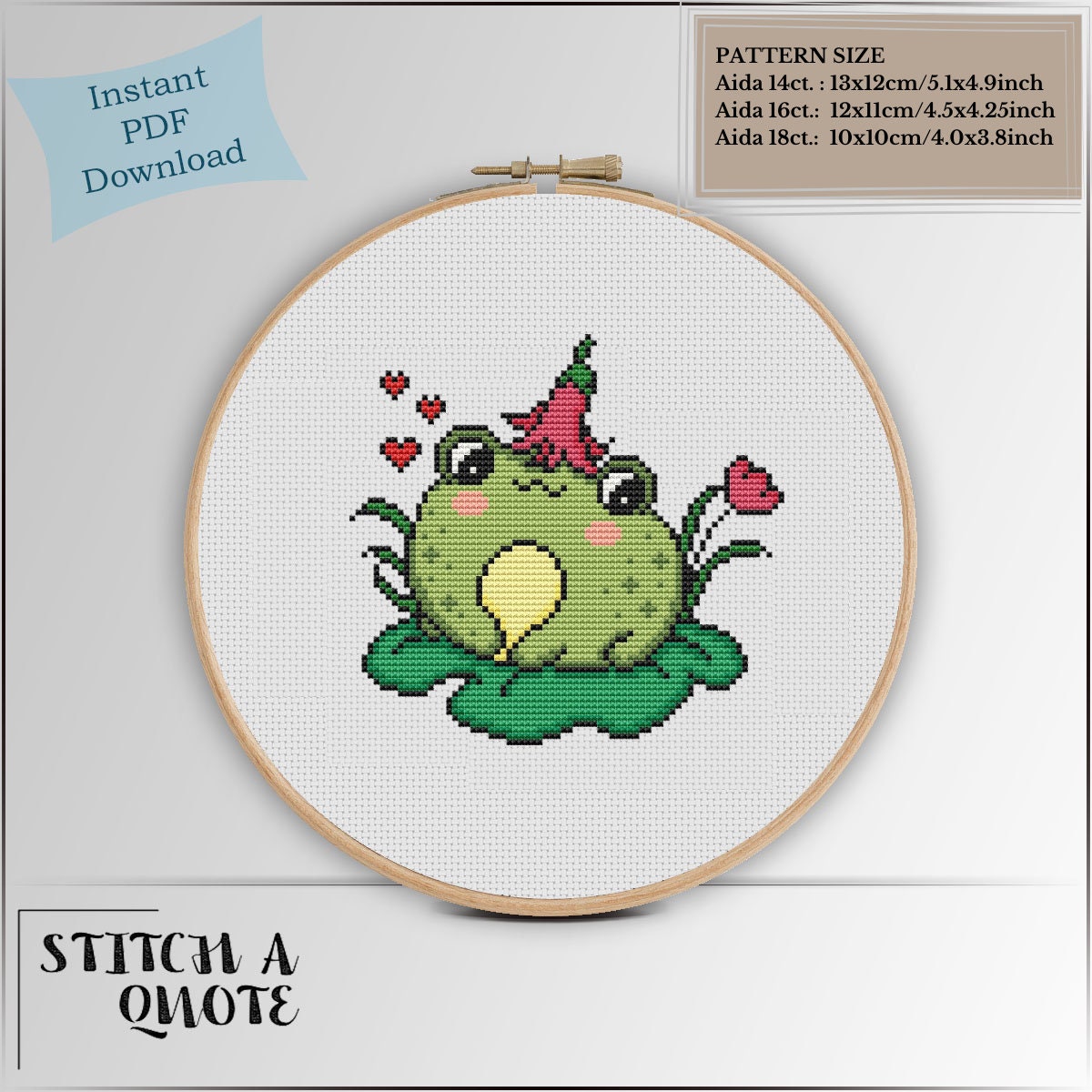 Frog Cross Stitch Pattern Simple Frog Cross Stitch Modern Cross Stitch ...