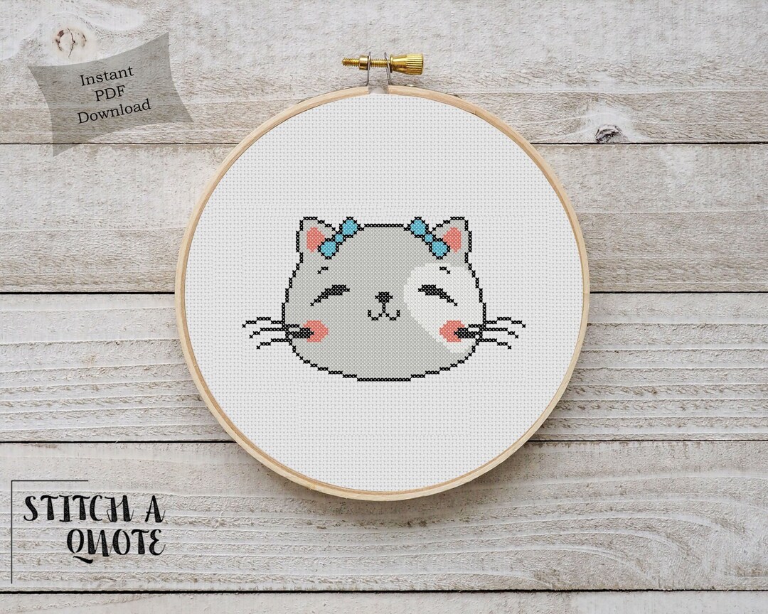 Cat Cross Stitch Pattern Cat Embroidery Simple Cat Cross Stitch Pattern ...