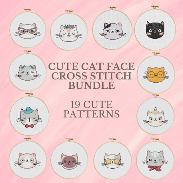 Cat Face Cross Stitch - Etsy