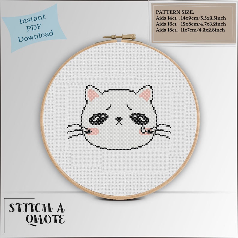 Cat Cross Stitch Pattern Cat Embroidery Simple Cat Cross - Etsy
