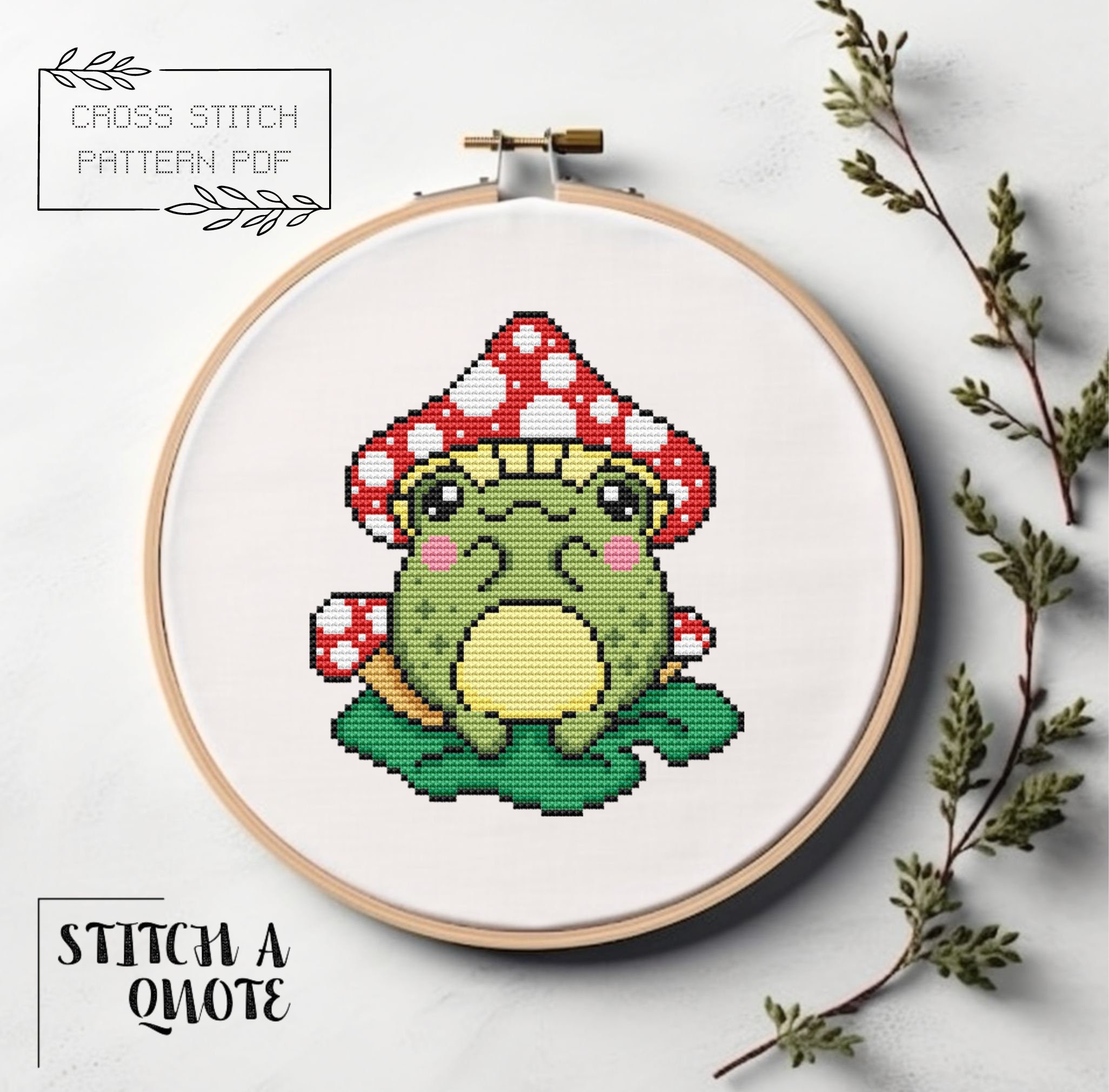 Frog Cross Stitch Pattern Simple Frog Cross Stitch Modern Cross Stitch ...