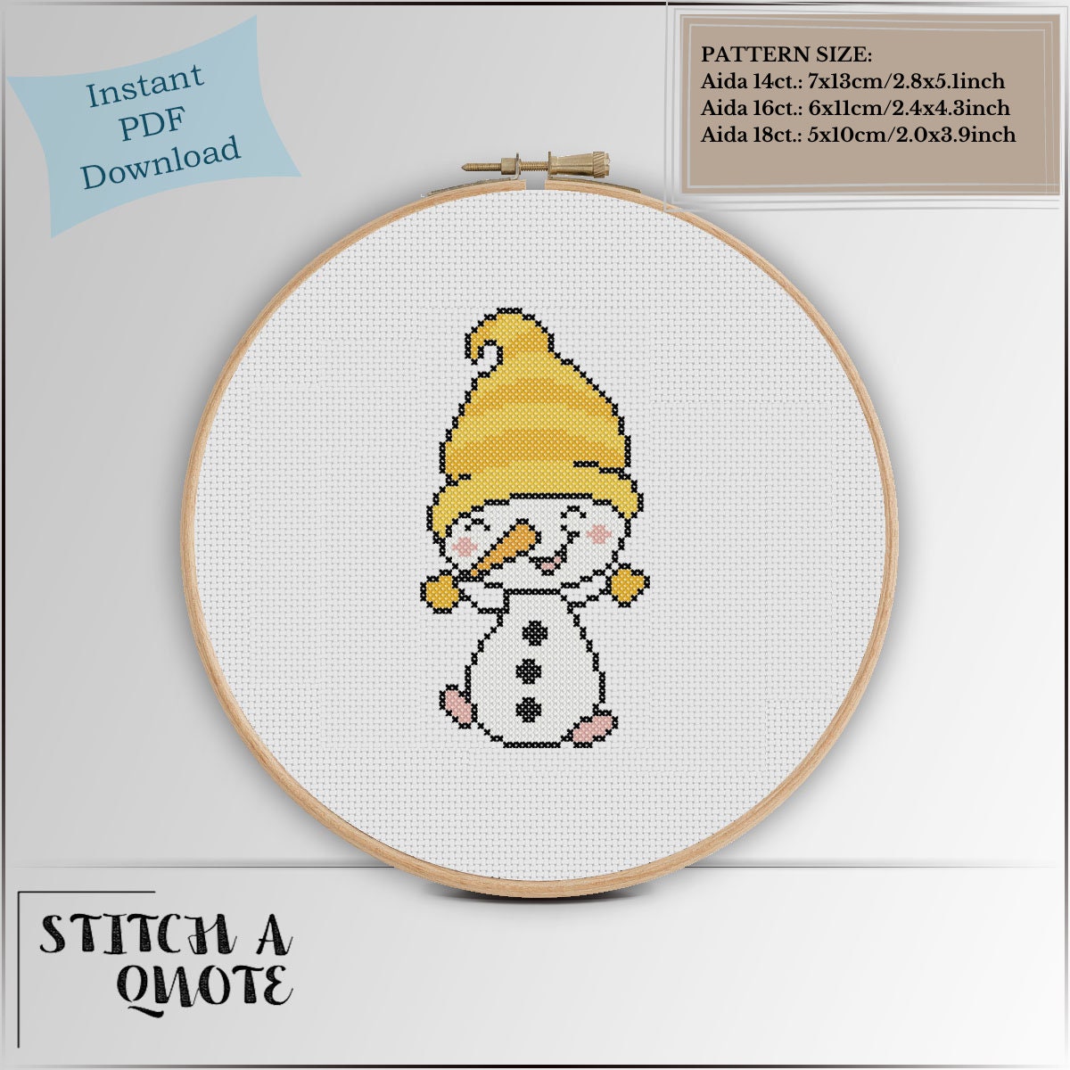 Snowman Cross Stitch Pattern Christmas Cross Stitch Chart - Etsy