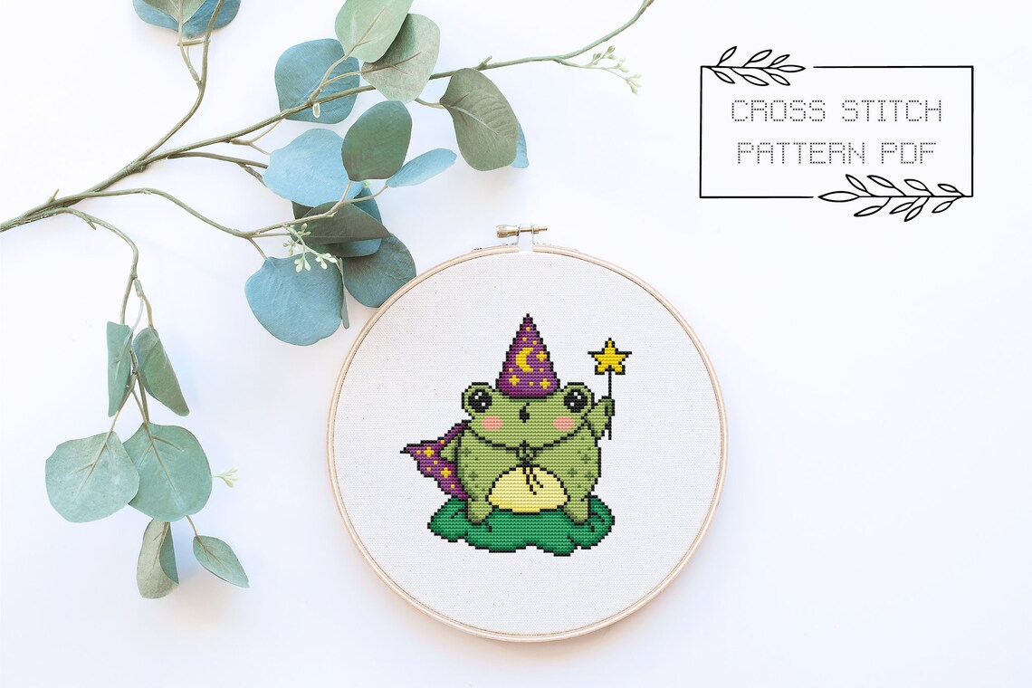 Frog Cross Stitch Pattern Simple Frog Cross Stitch Modern Cross Stitch ...