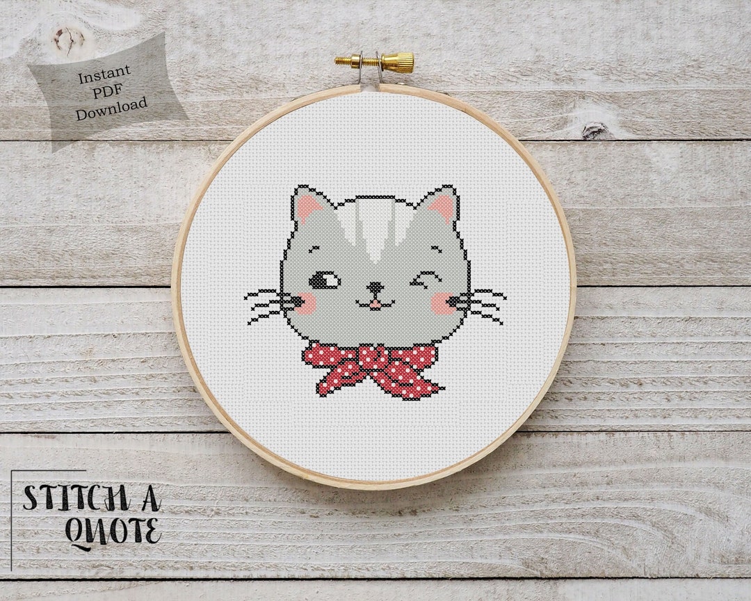 Cat Cross Stitch Pattern Cat Embroidery Simple Cat Cross Stitch Pattern ...