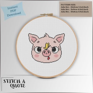 Pig Cross Stitch Pattern Cross Stitch Pattern Cute Piggy Cross Stitch ...