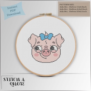 Pig Cross Stitch Pattern Cross Stitch Pattern Cute Piggy Cross Stitch ...