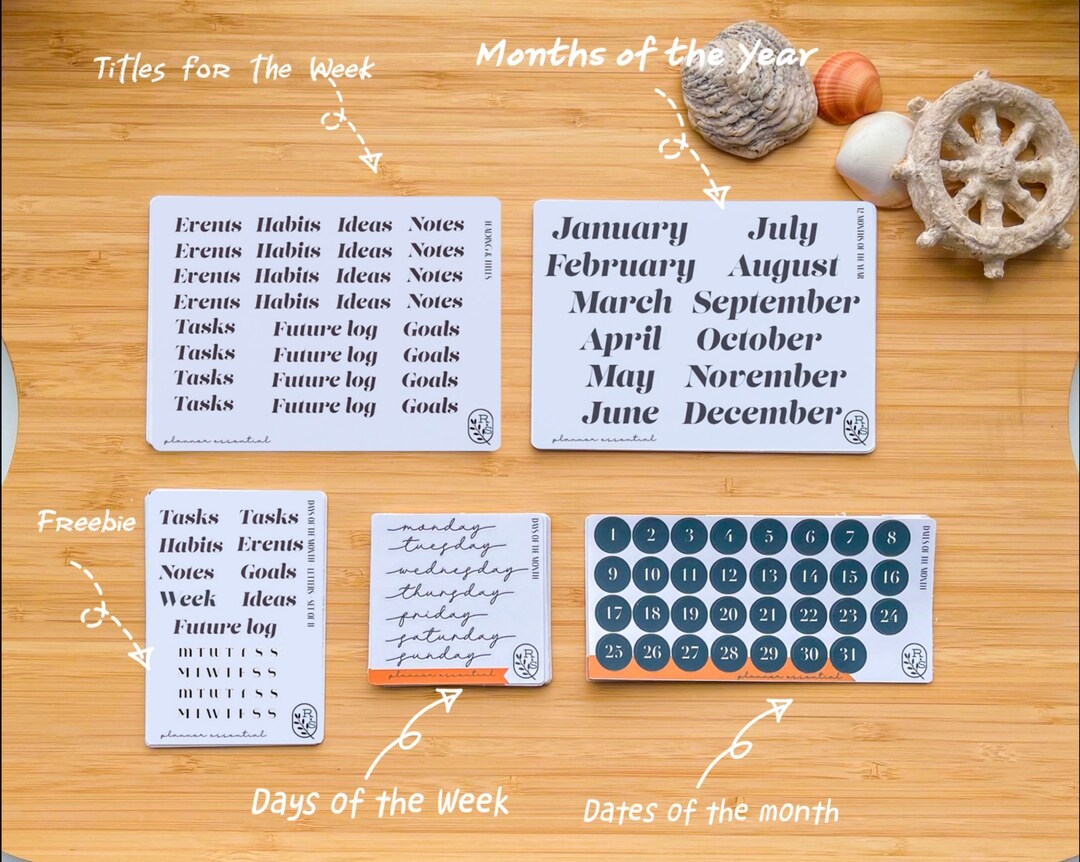 Yearly Layout Pack- 960 Stickers - Black Matte Scripts - Minimal ...