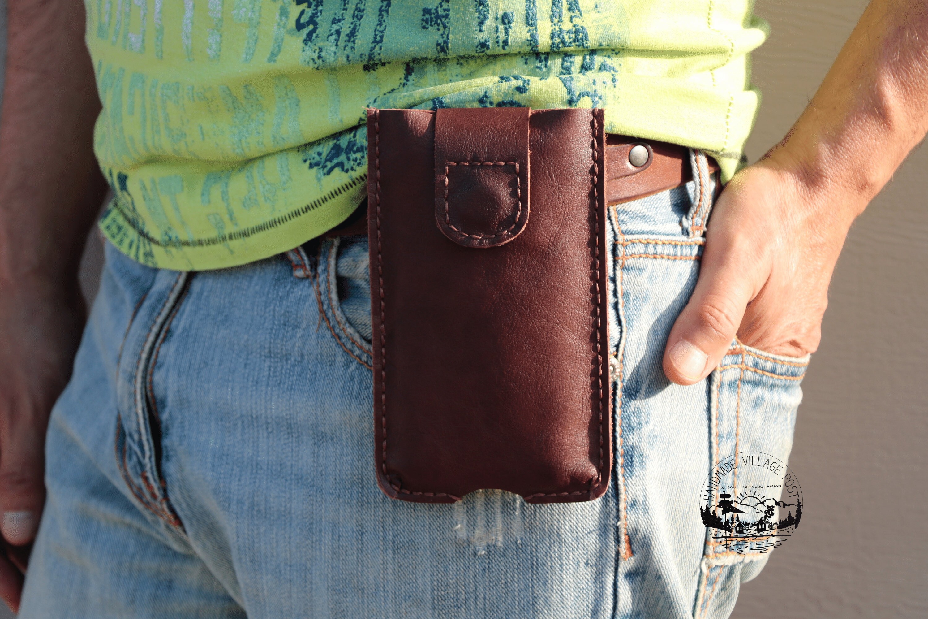 Grey Leather Cell Phone Holster Case - Etsy
