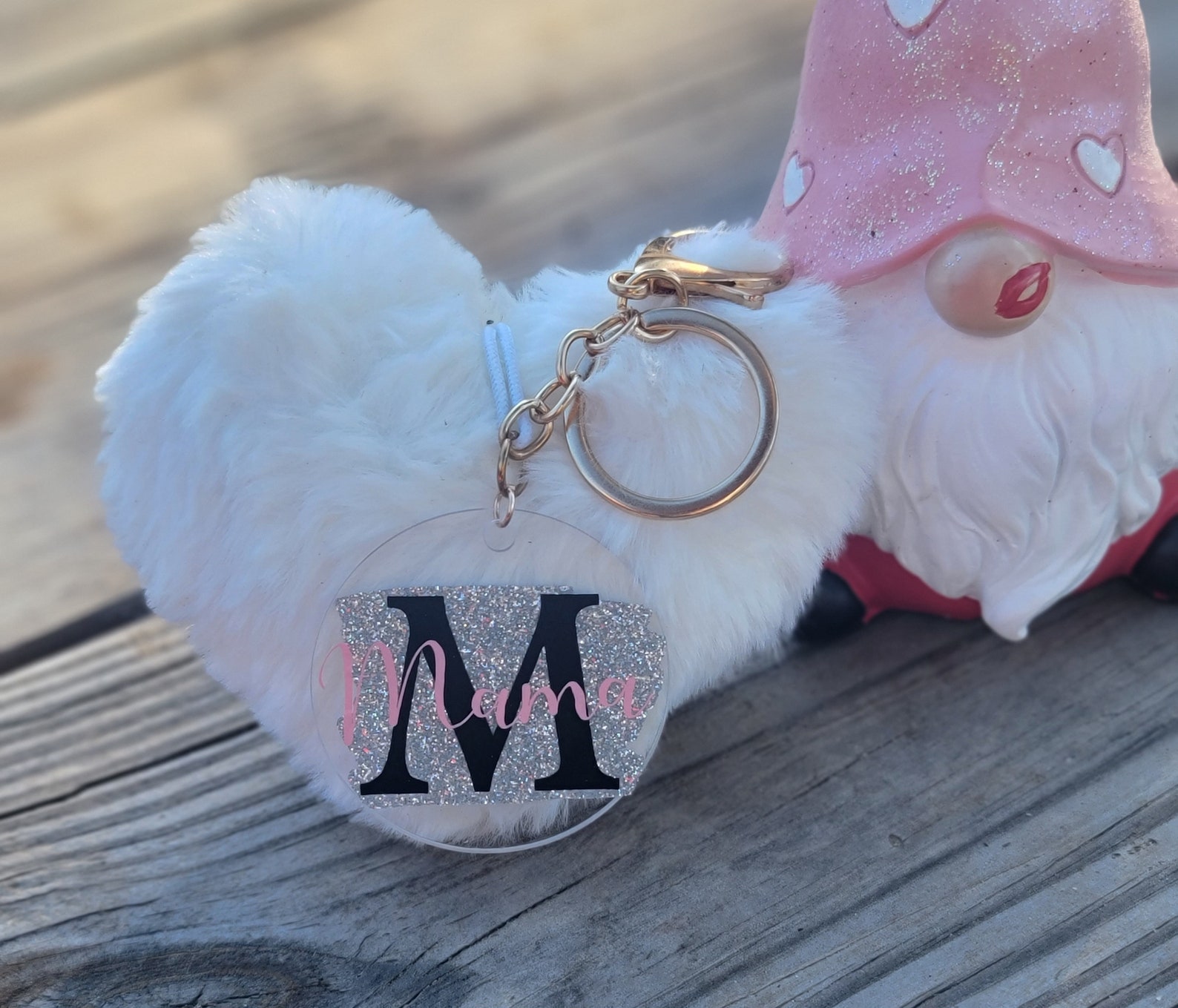 Personalized Puff Heart Keychain - Etsy
