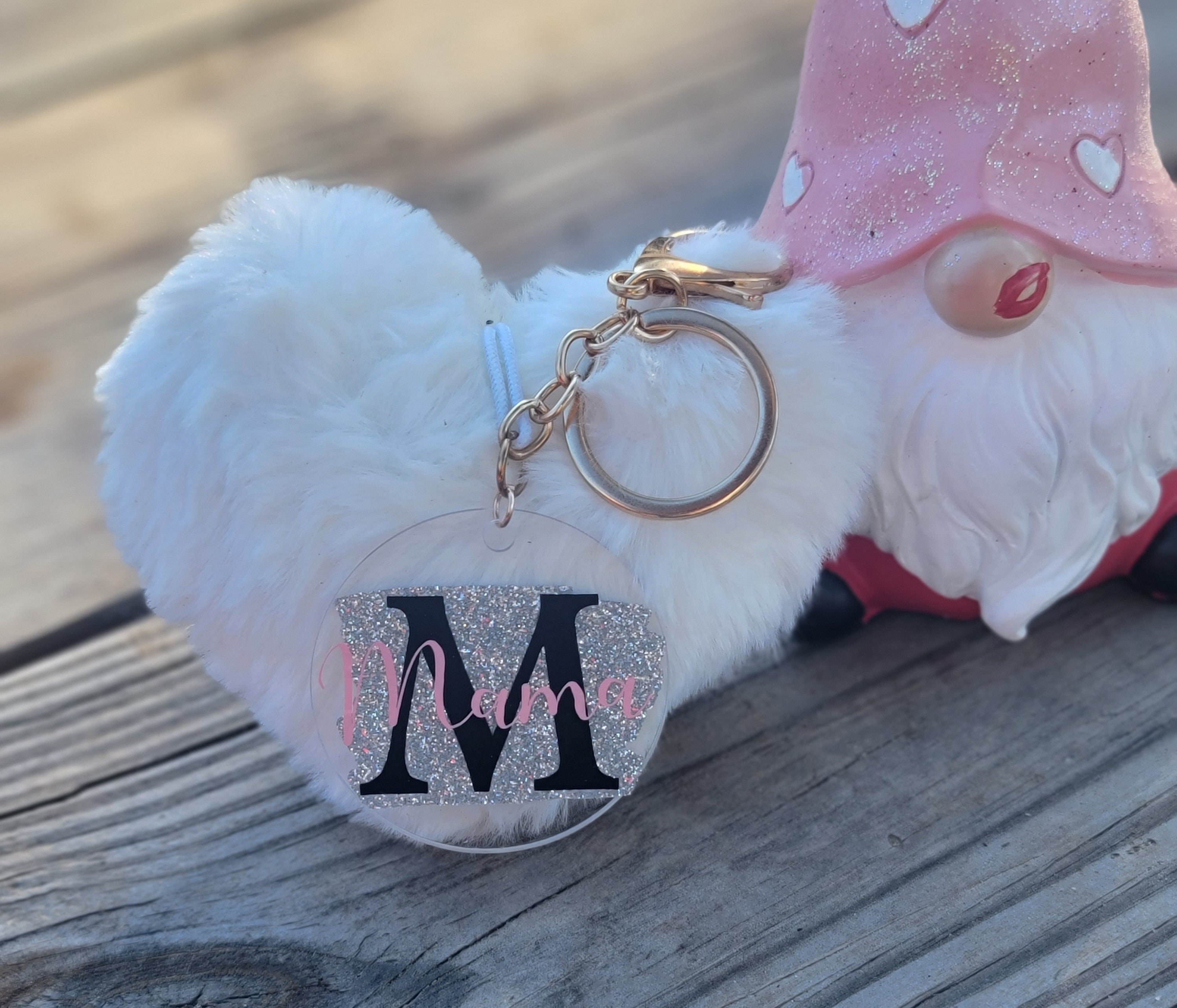 Personalized Puff Heart Keychain - Etsy