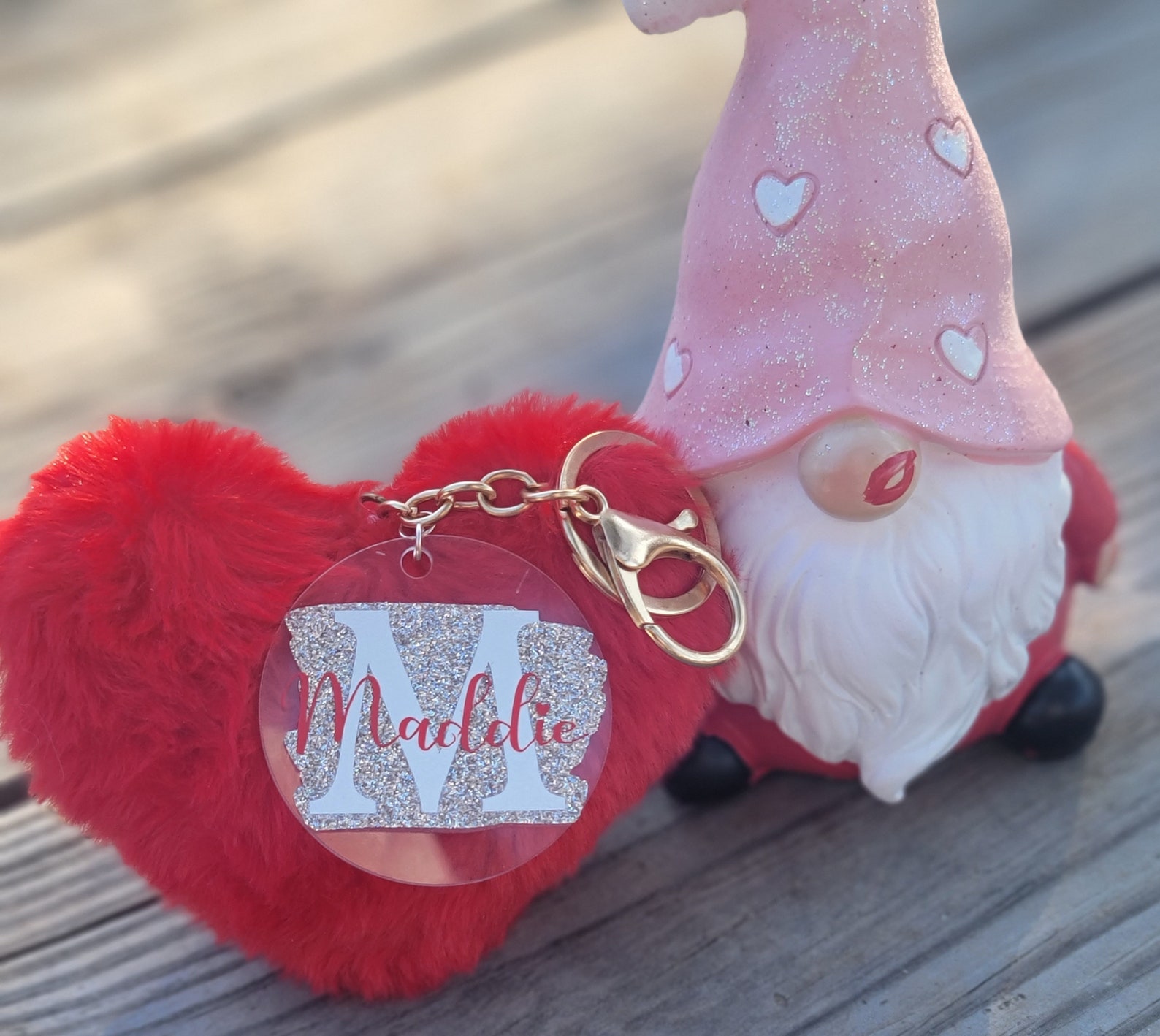 Personalized Puff Heart Keychain - Etsy