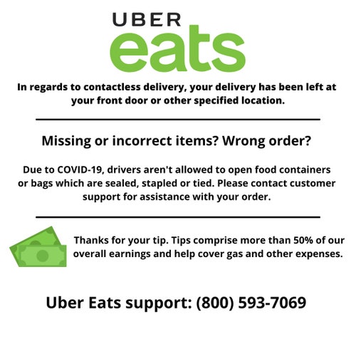 Uber Eats Delivery Driver Thank You Card Personalized - Etsy