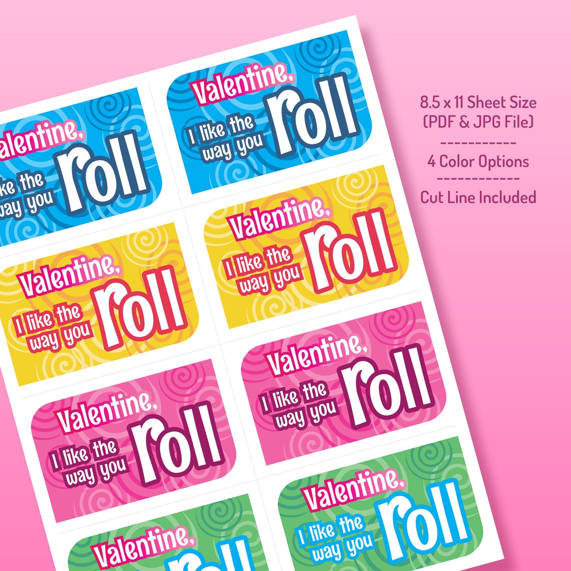 Kids Valentine Cards, I Like the Way You Roll, Valentine, Classroom ...