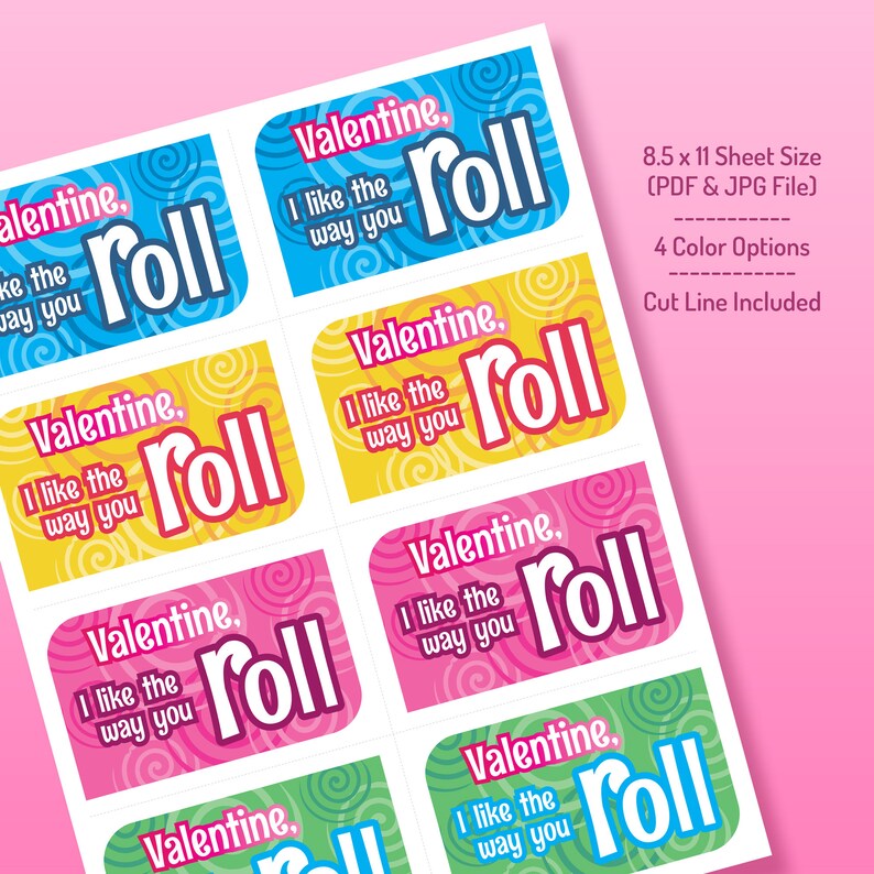 Kids Valentine Cards, I Like the Way You Roll, Valentine, Classroom ...
