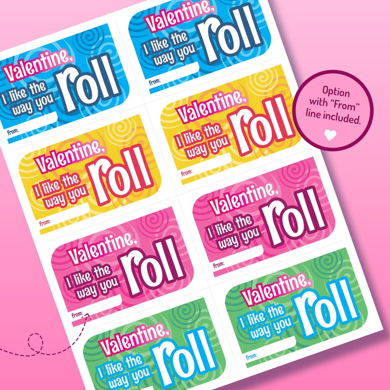 Kids Valentine Cards, I Like the Way You Roll, Valentine, Classroom ...
