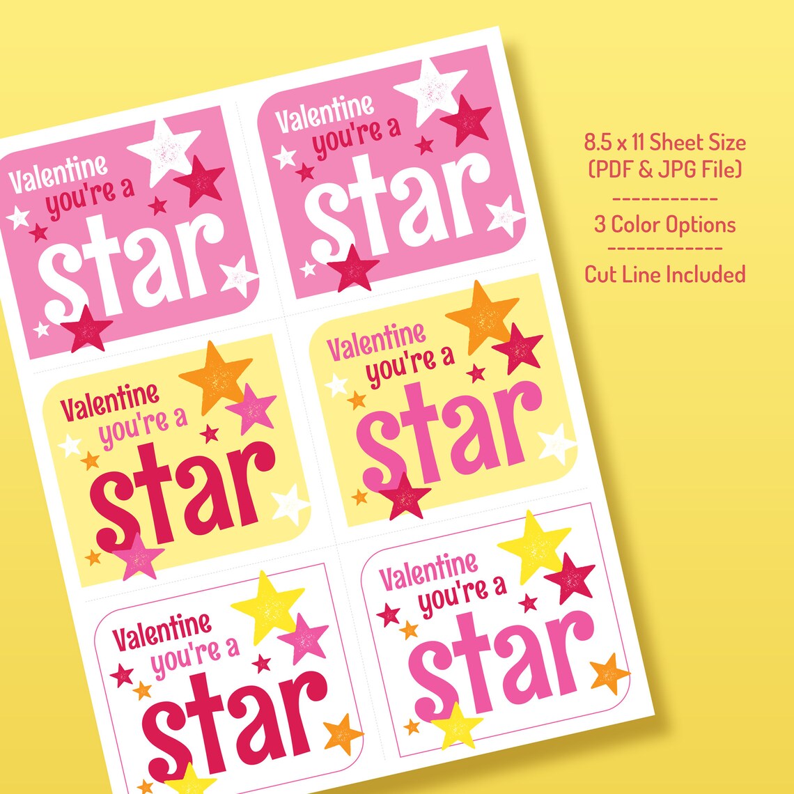 Kids Valentine Cards, You're A Star Valentine, Classroom Valentine ...