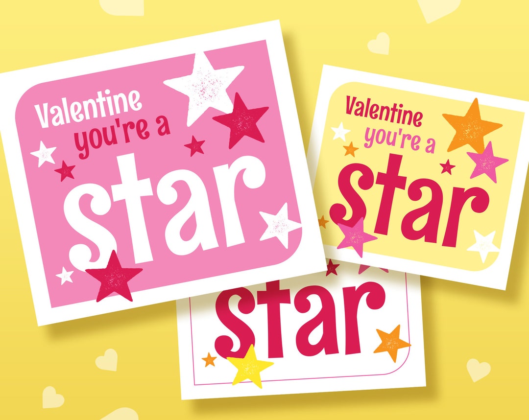 Kids Valentine Cards, You're A Star Valentine, Classroom Valentine ...