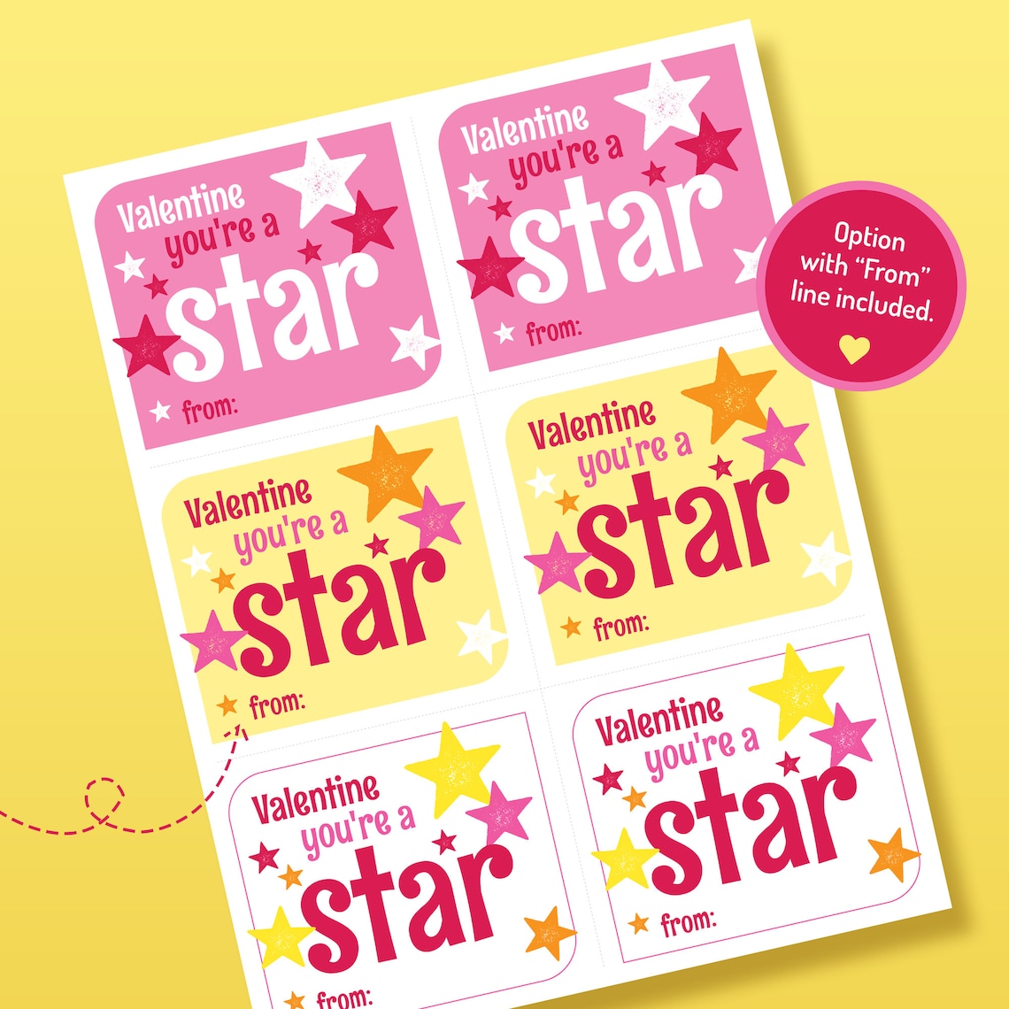 Kids Valentine Cards, You're A Star Valentine, Classroom Valentine ...
