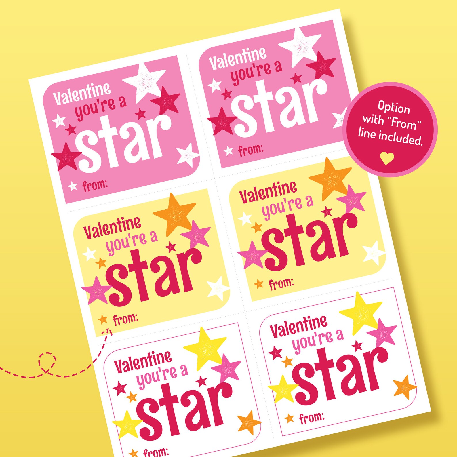 Kids Valentine Cards, You're A Star Valentine, Classroom Valentine ...