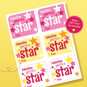 Kids Valentine Cards, You're A Star Valentine, Classroom Valentine ...