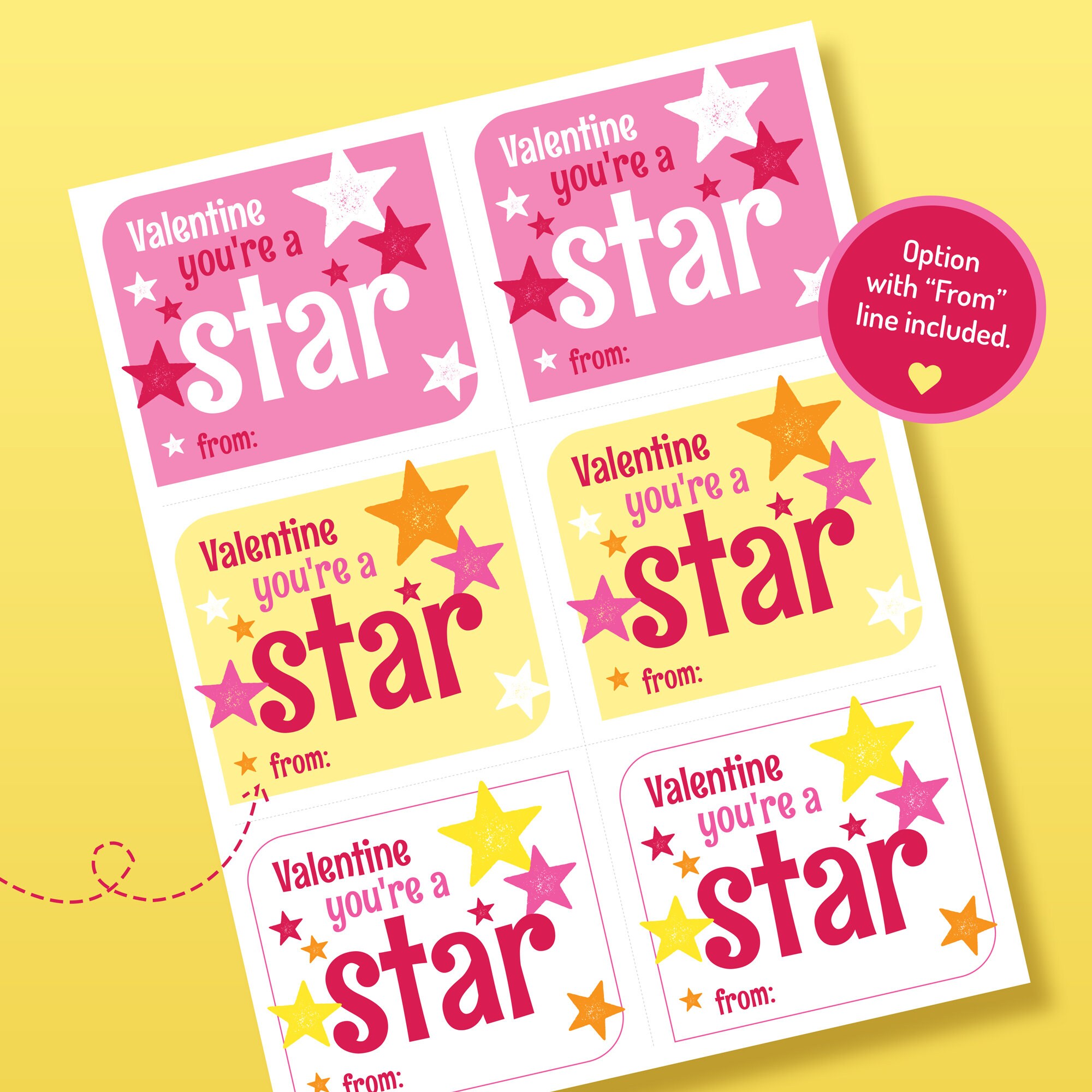 Kids Valentine Cards, You're A Star Valentine, Classroom Valentine ...