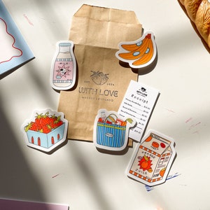 Groceries Sticker Pack, Cute Stationery, Farmer's Market Stickers ...
