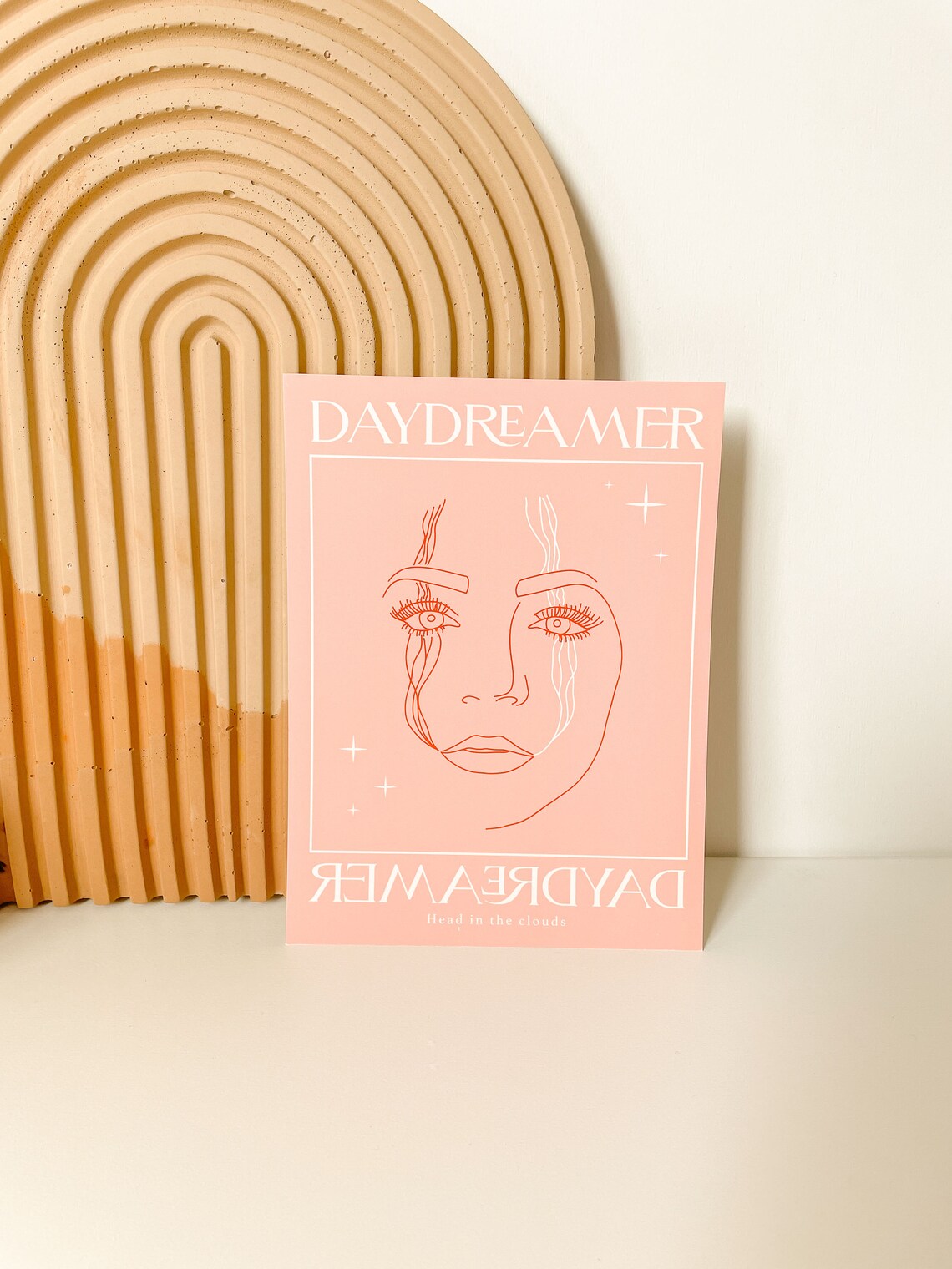 Daydreamer Line Art Illustration, A4/A5 Art Print, Pink Wall Art ...