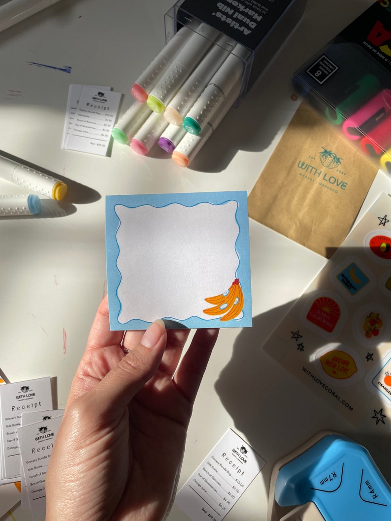 Banana Squiggle Sticky Note, Cute Sticky Notes, Stationery, Fruit, Cute ...