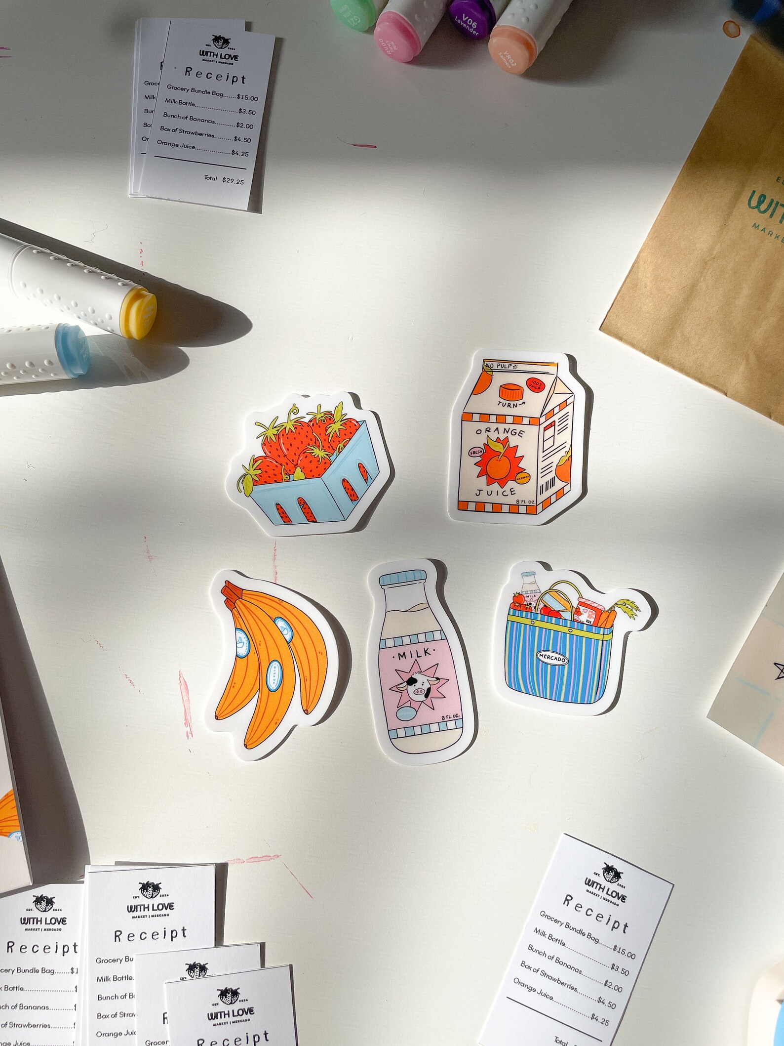 Groceries Sticker Pack, Cute Stationery, Farmer's Market Stickers ...