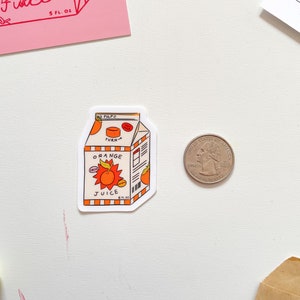 Orange Juice Carton Sticker, Fruit Vinyl Sticker, Cute Stationery ...