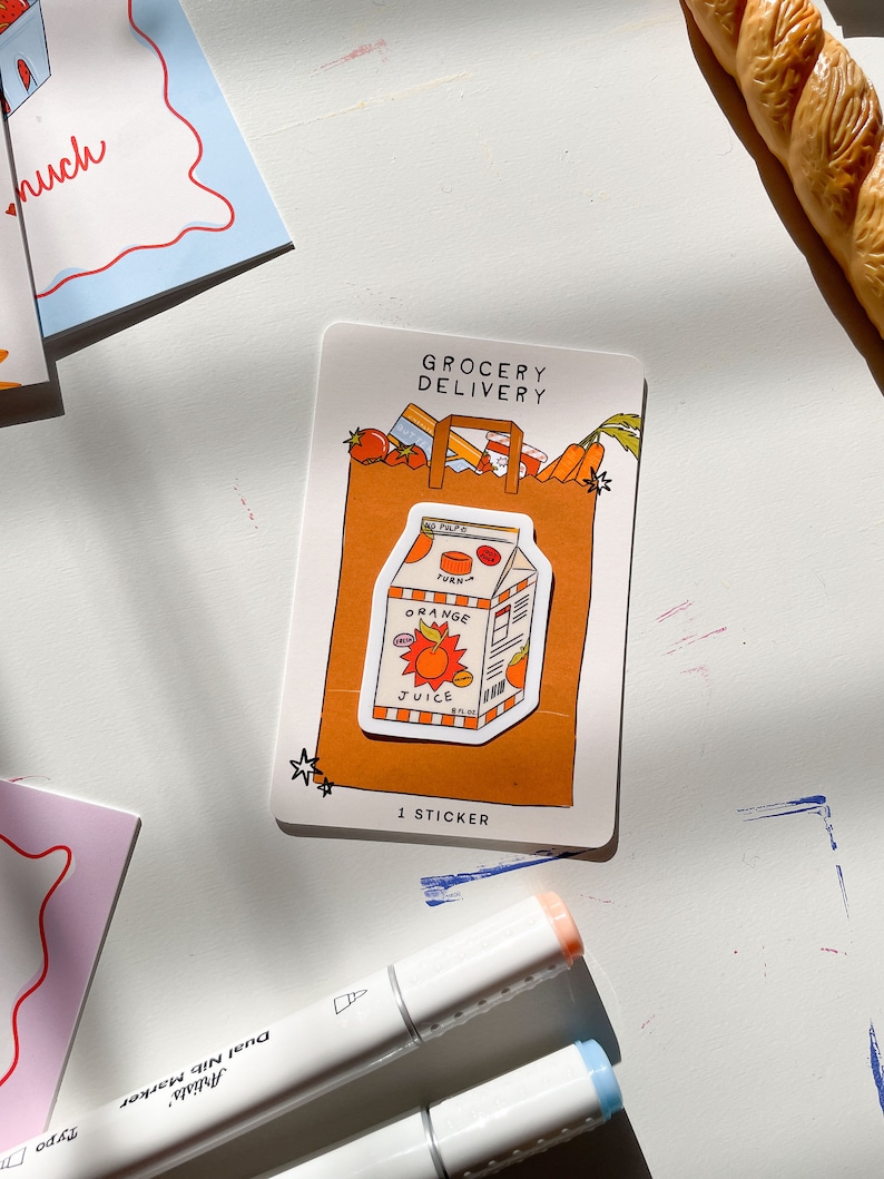 Orange Juice Carton Sticker, Fruit Vinyl Sticker, Cute Stationery ...