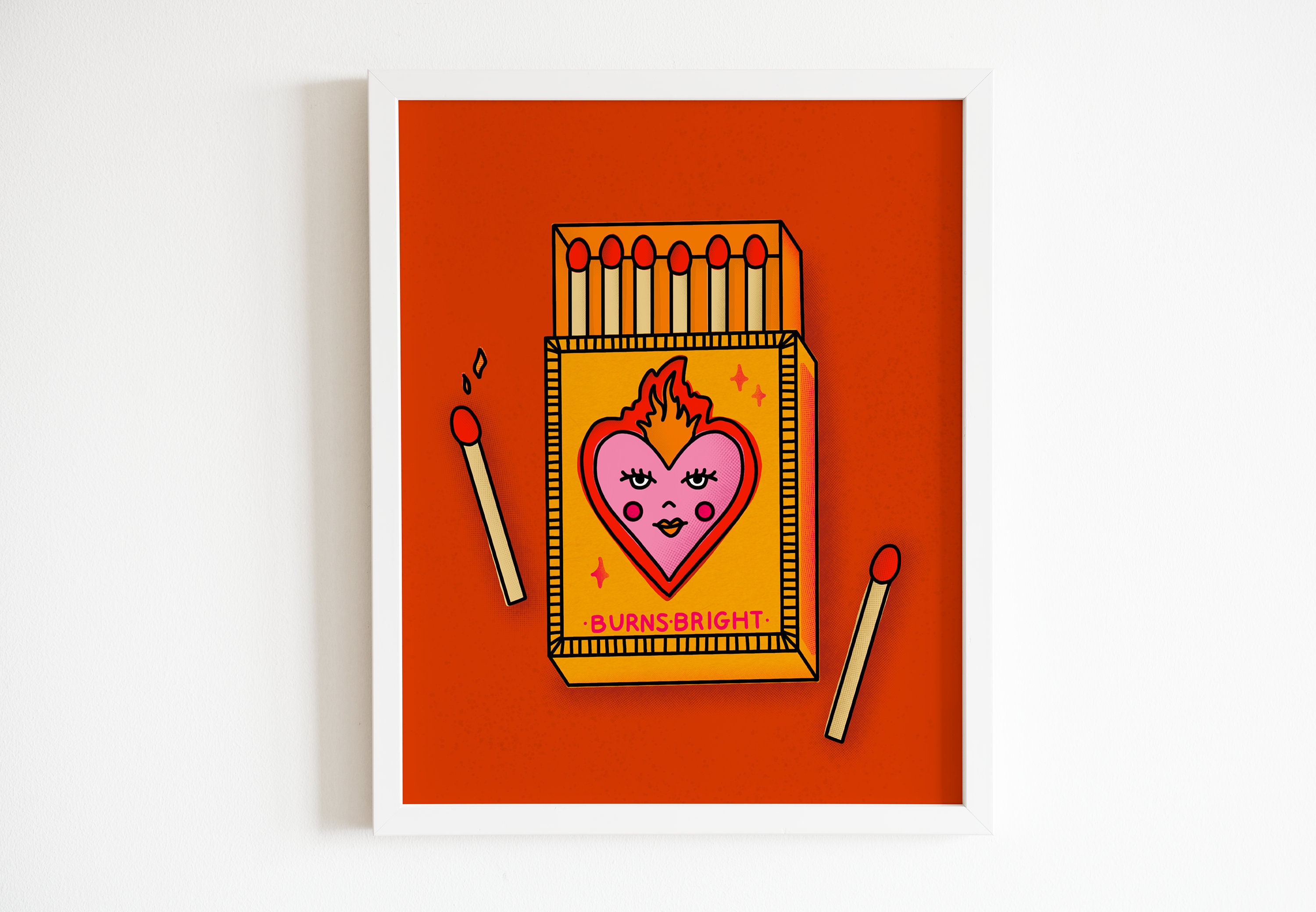 Matchbox Art Print, Valentine's Day Art Print, Retro and Colorful Wall ...
