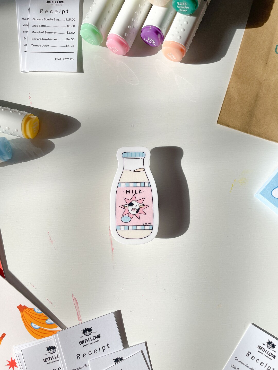 Milk Bottle Sticker, Cute Stationery, Colorful Vinyl Sticker, Sticker ...