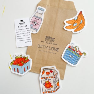 Groceries Sticker Pack, Cute Stationery, Farmer's Market Stickers ...